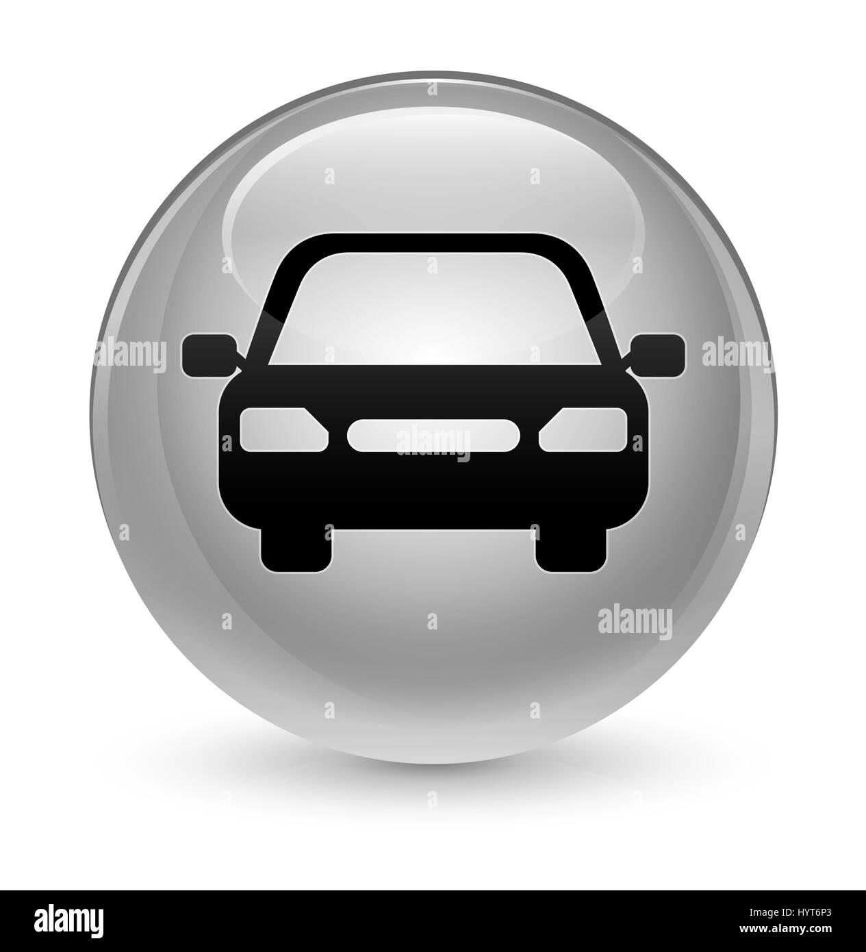 Car icon isolated on glassy white round button abstract illustration ...