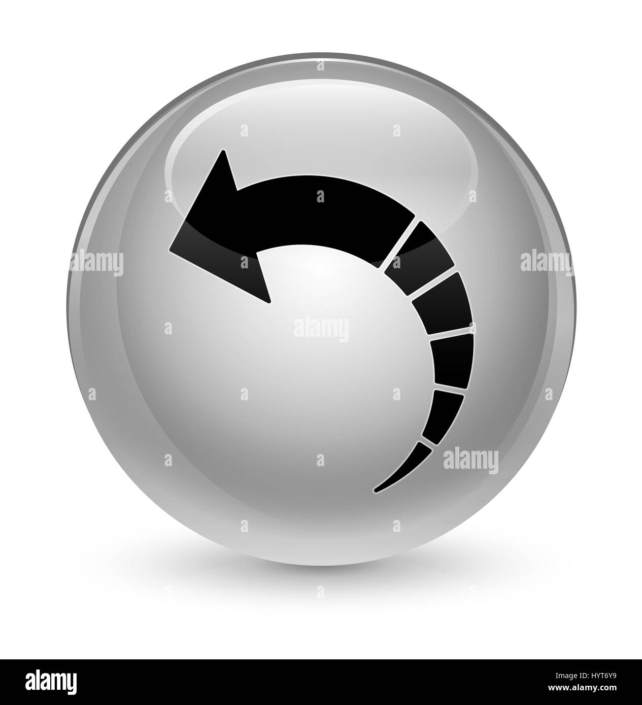 Back arrow icon isolated on glassy white round button abstract ...
