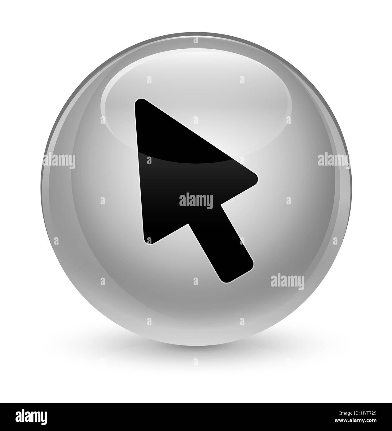 Cursor icon isolated on glassy white round button abstract illustration ...