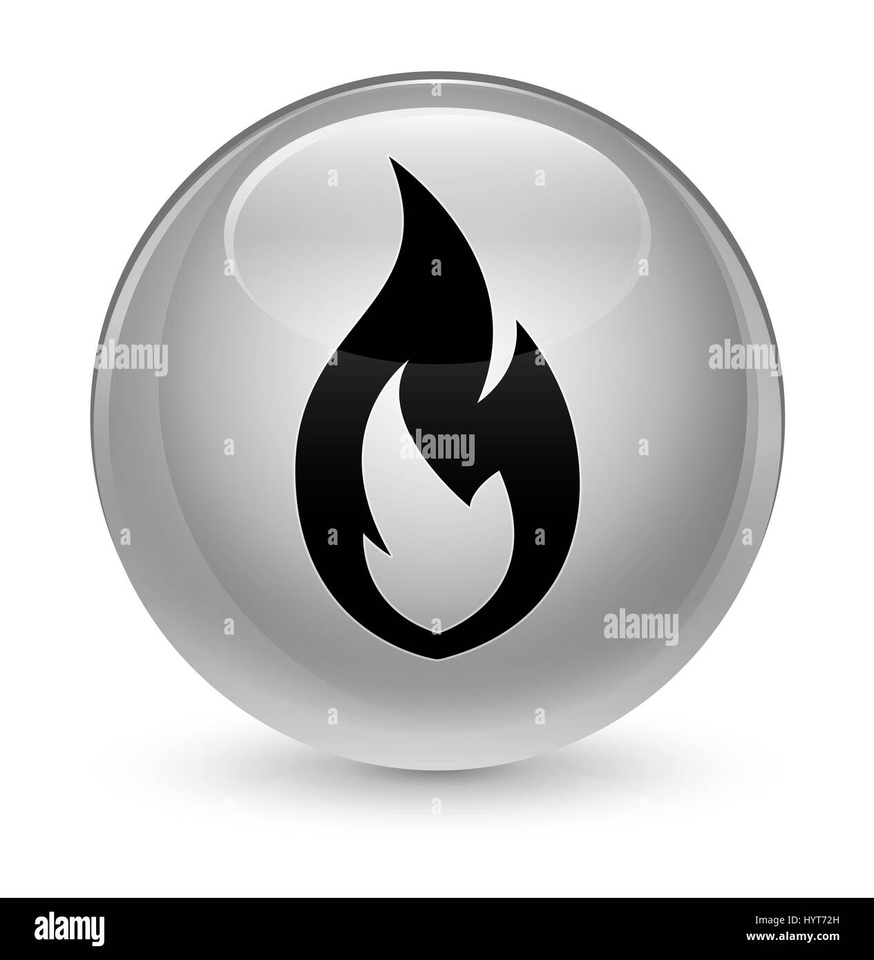 Fire flame icon isolated on glassy white round button abstract ...