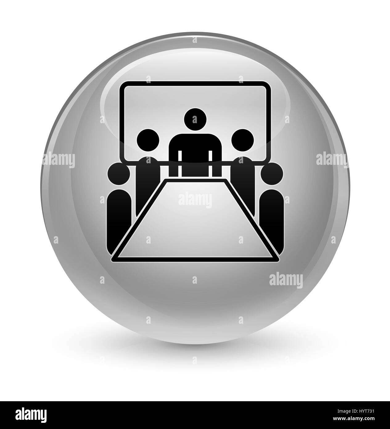Meeting room icon isolated on glassy white round button abstract ...