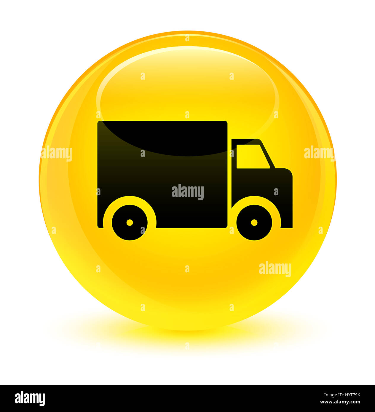 Delivery truck icon isolated on glassy yellow round button abstract ...