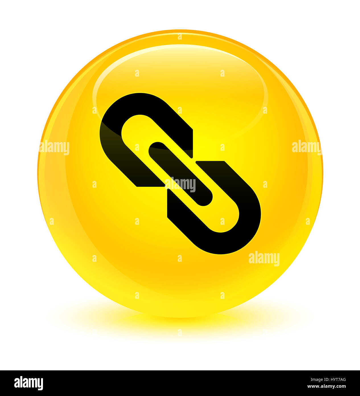 Link icon isolated on glassy yellow round button abstract illustration ...