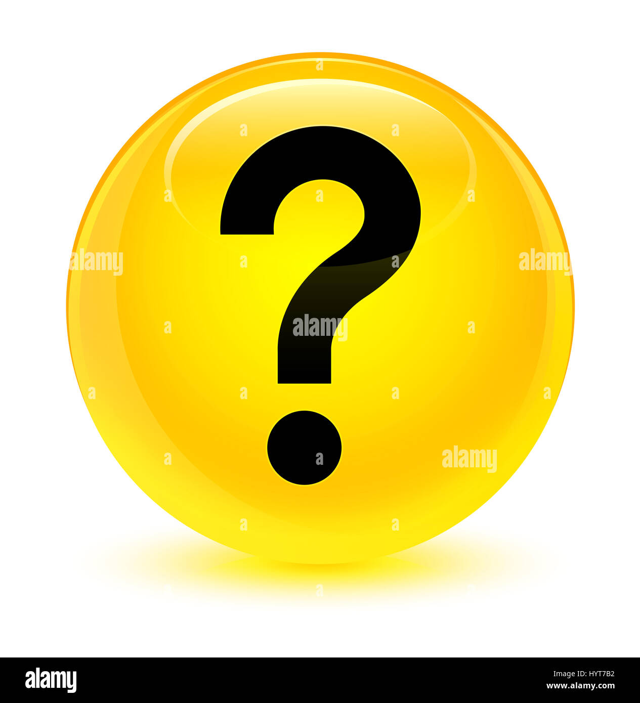 Question mark icon isolated on glassy yellow round button abstract ...