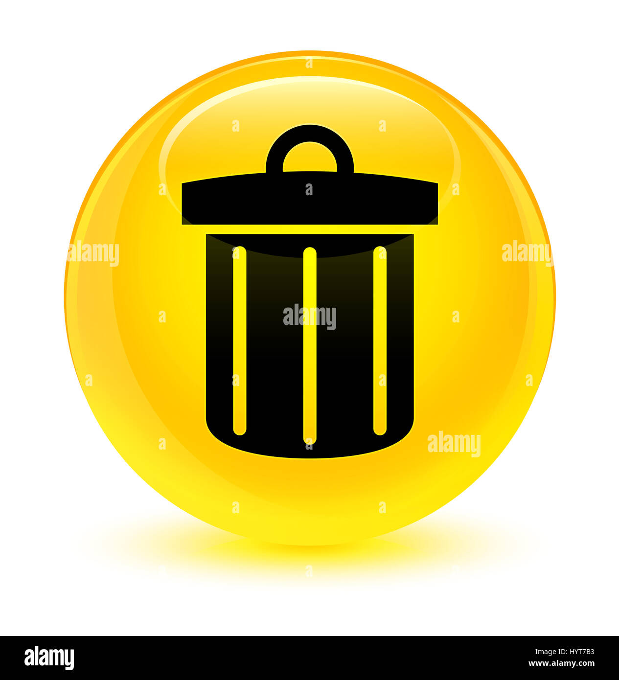 Recycle bin icon isolated on glassy yellow round button abstract ...