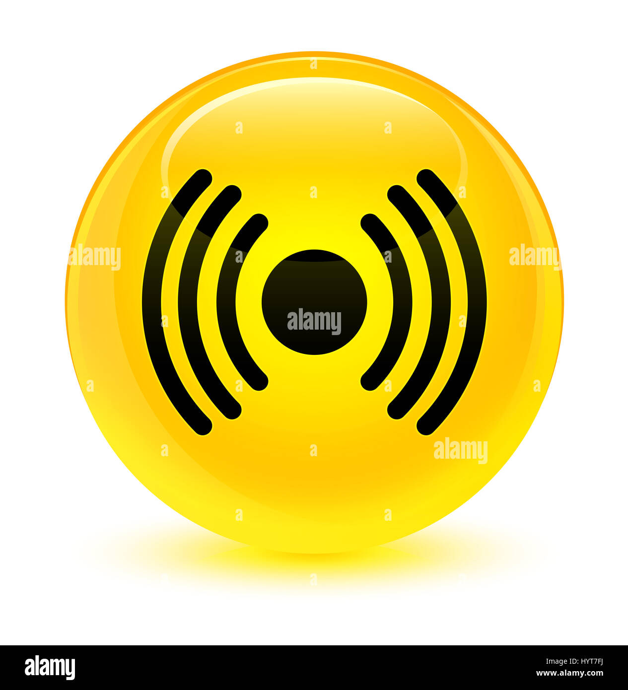 Network signal icon isolated on glassy yellow round button abstract ...