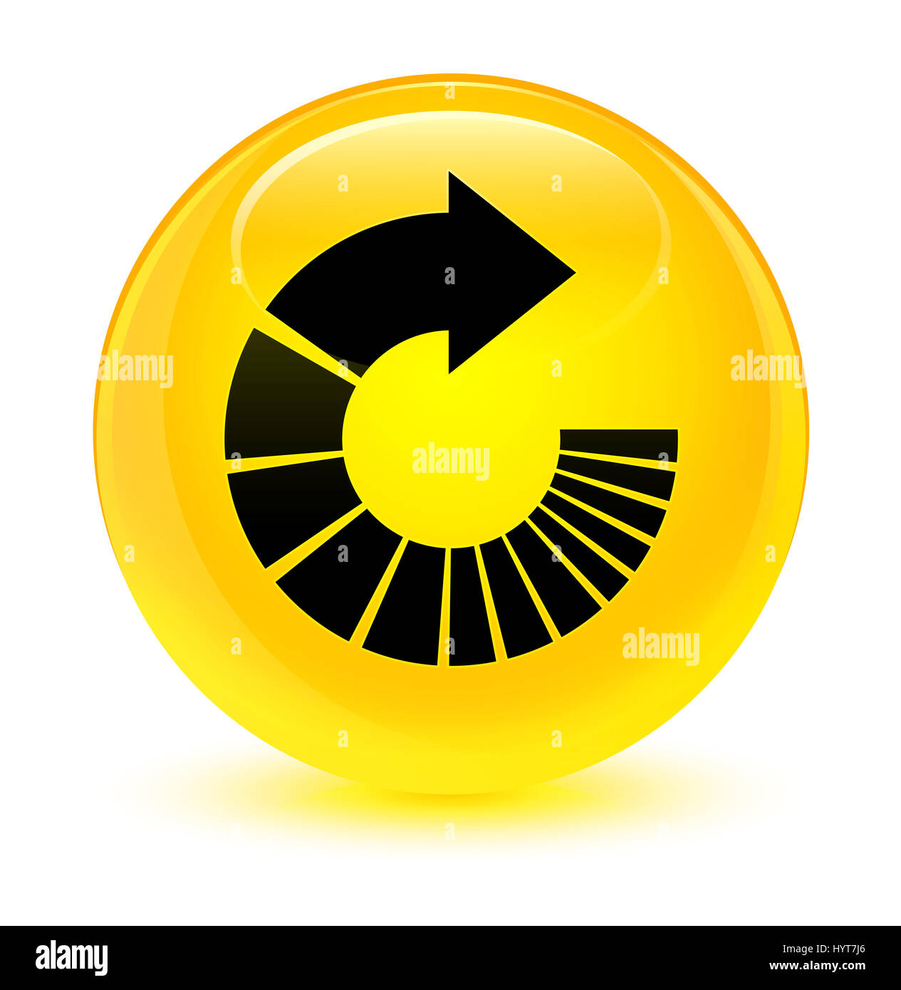 Rotate arrow icon isolated on glassy yellow round button abstract ...