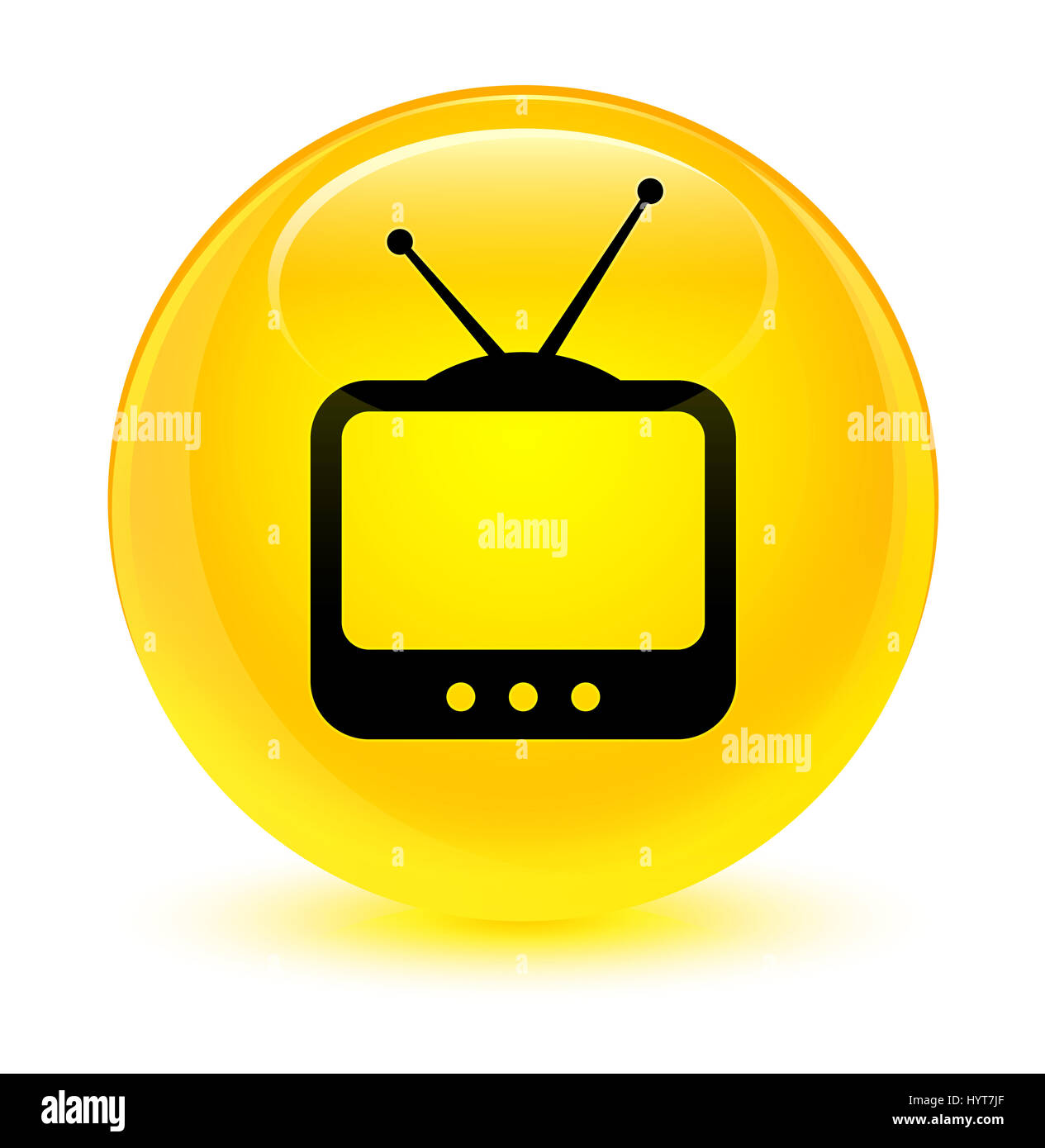TV icon isolated on glassy yellow round button abstract illustration ...