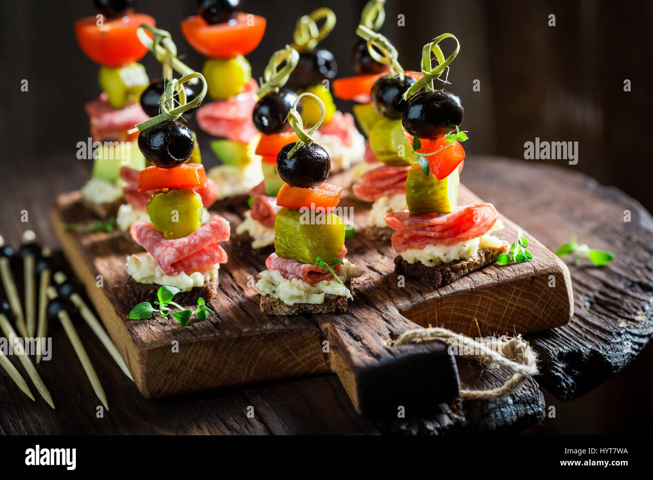 Homemade various finger food with fresh ingredients for snack Stock ...