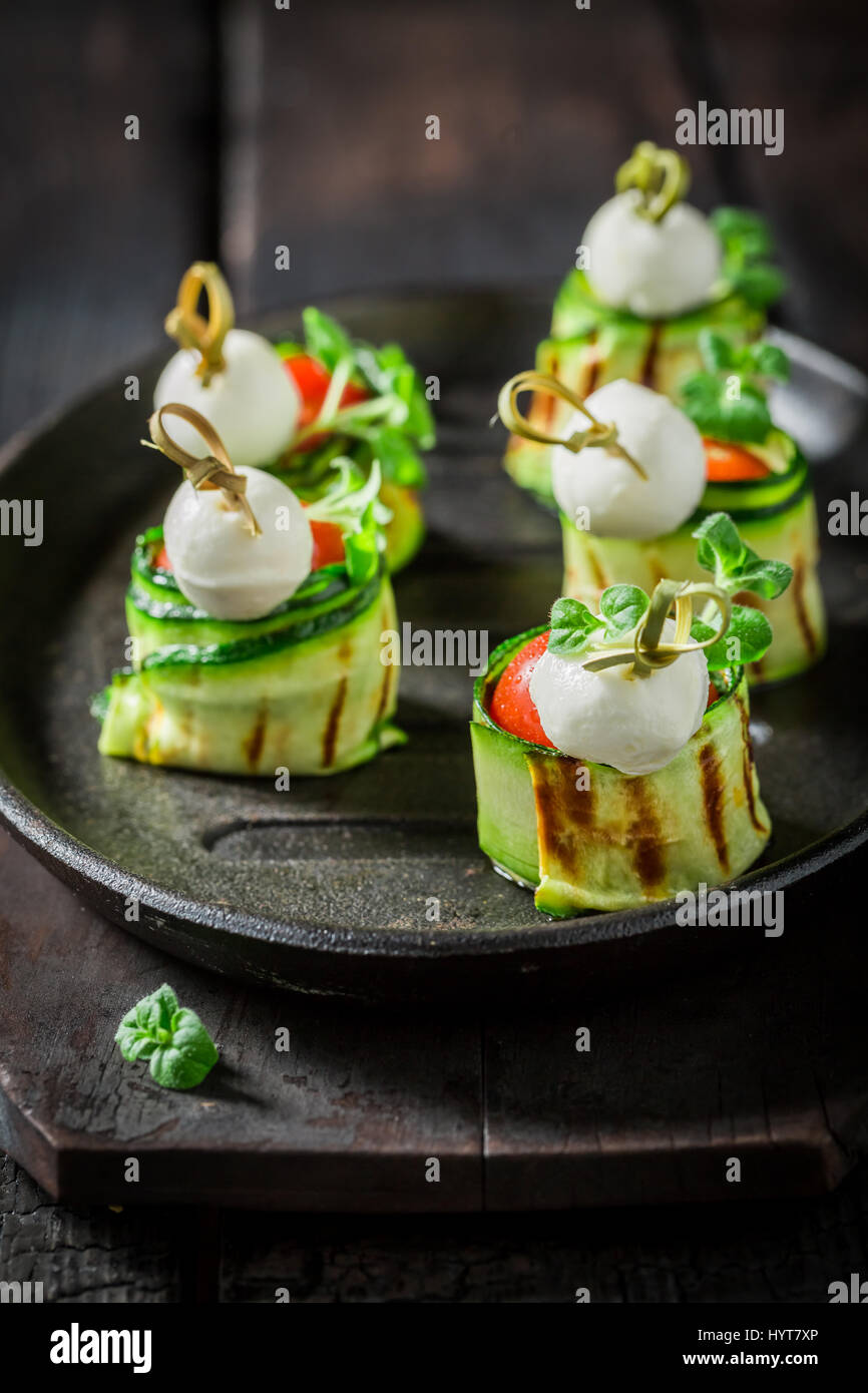 Tasty various finger food with fresh ingredients for snack Stock Photo ...