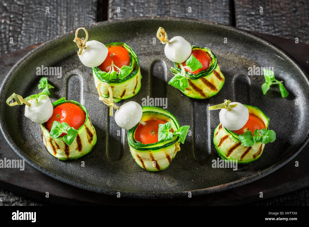 Tasty various finger food with vegetables and herbs for party Stock ...