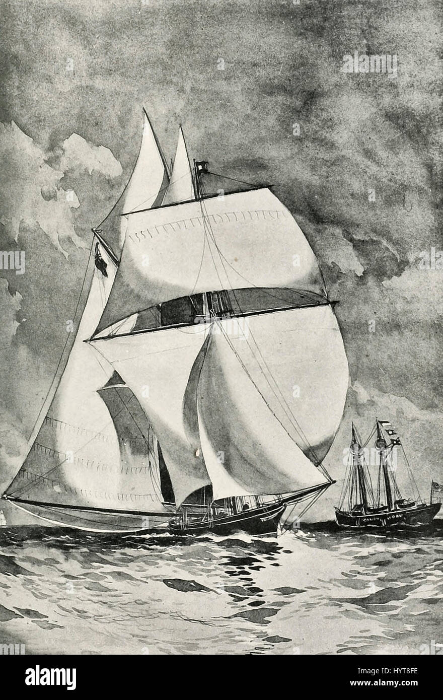 Cambria winning the Ocean Race of 1870 from Dauntless. Race was from ...