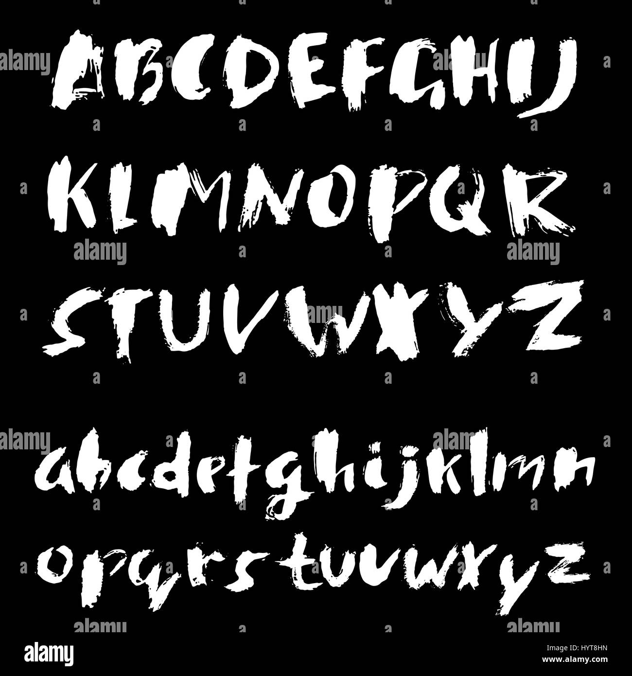 Hand drawn dry brush font. Modern brush lettering. Grunge style ...
