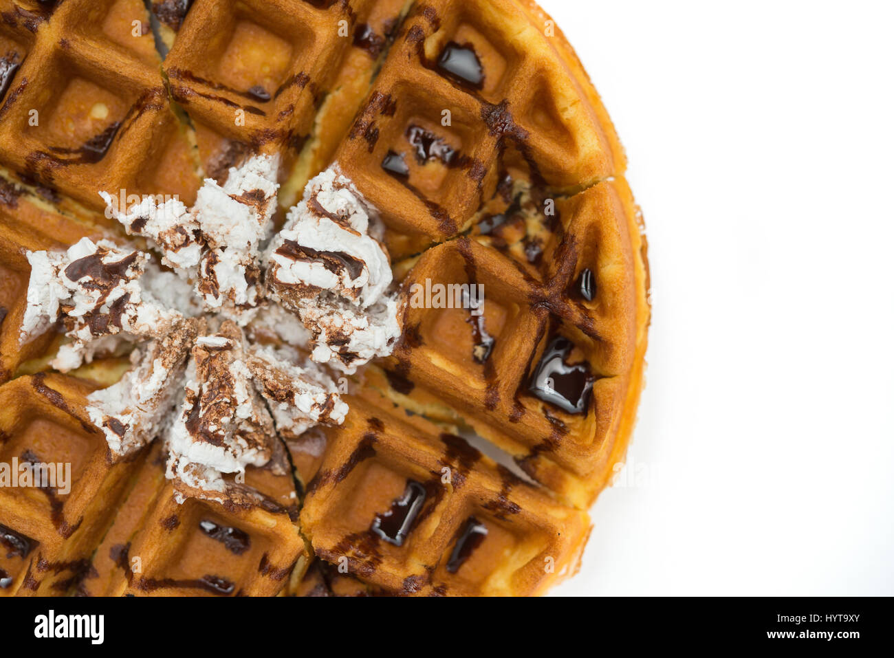 top view round waffle with copy space on a white background Stock Photo ...