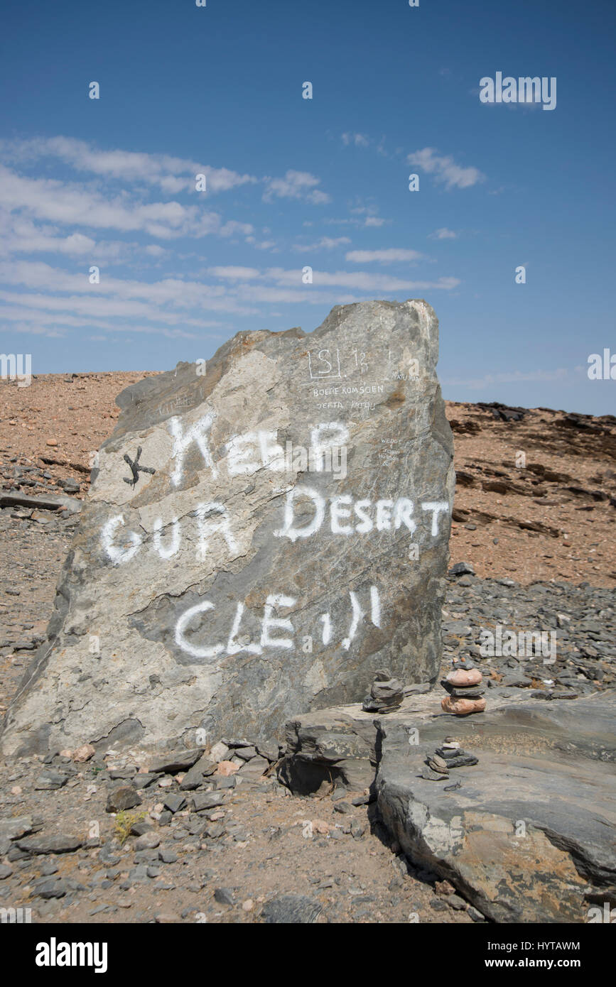 Keep our desert clean sign. Namib Desert, Namibia Stock Photo - Alamy
