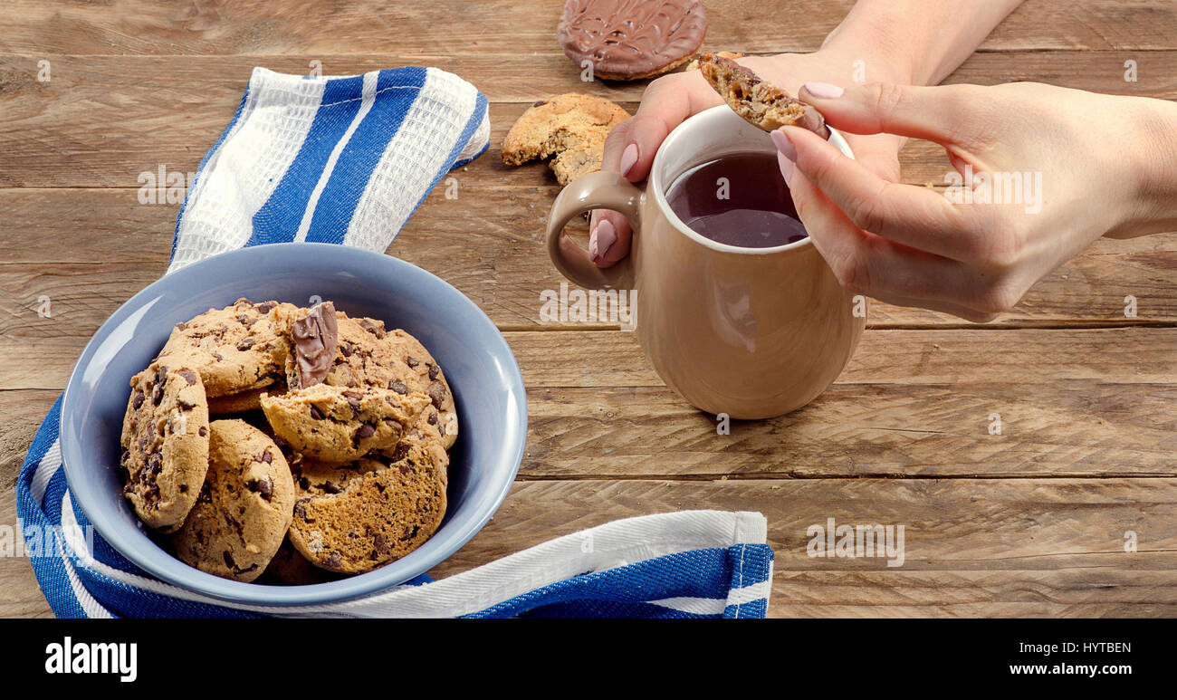 Woman hand holding chocolate cookie Stock Photo - Alamy
