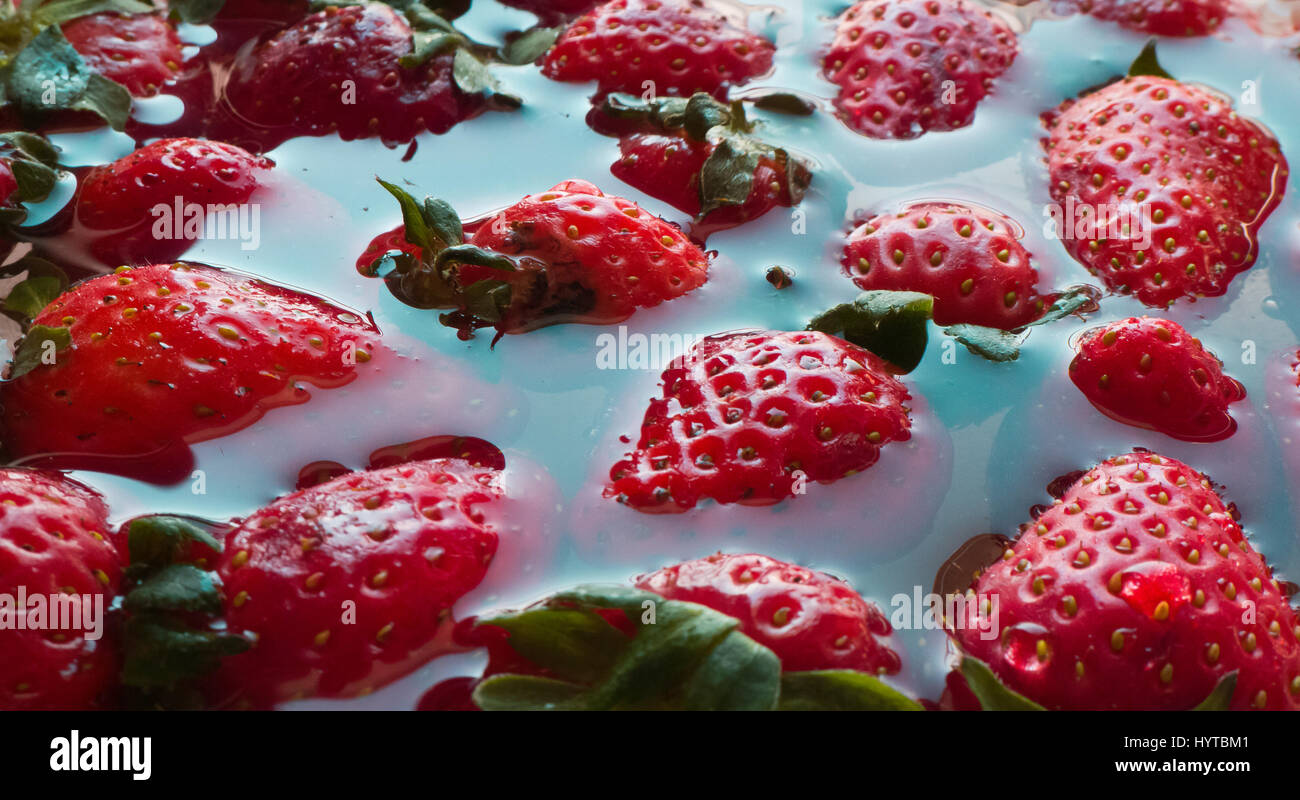 Strawberries in water Stock Photo - Alamy