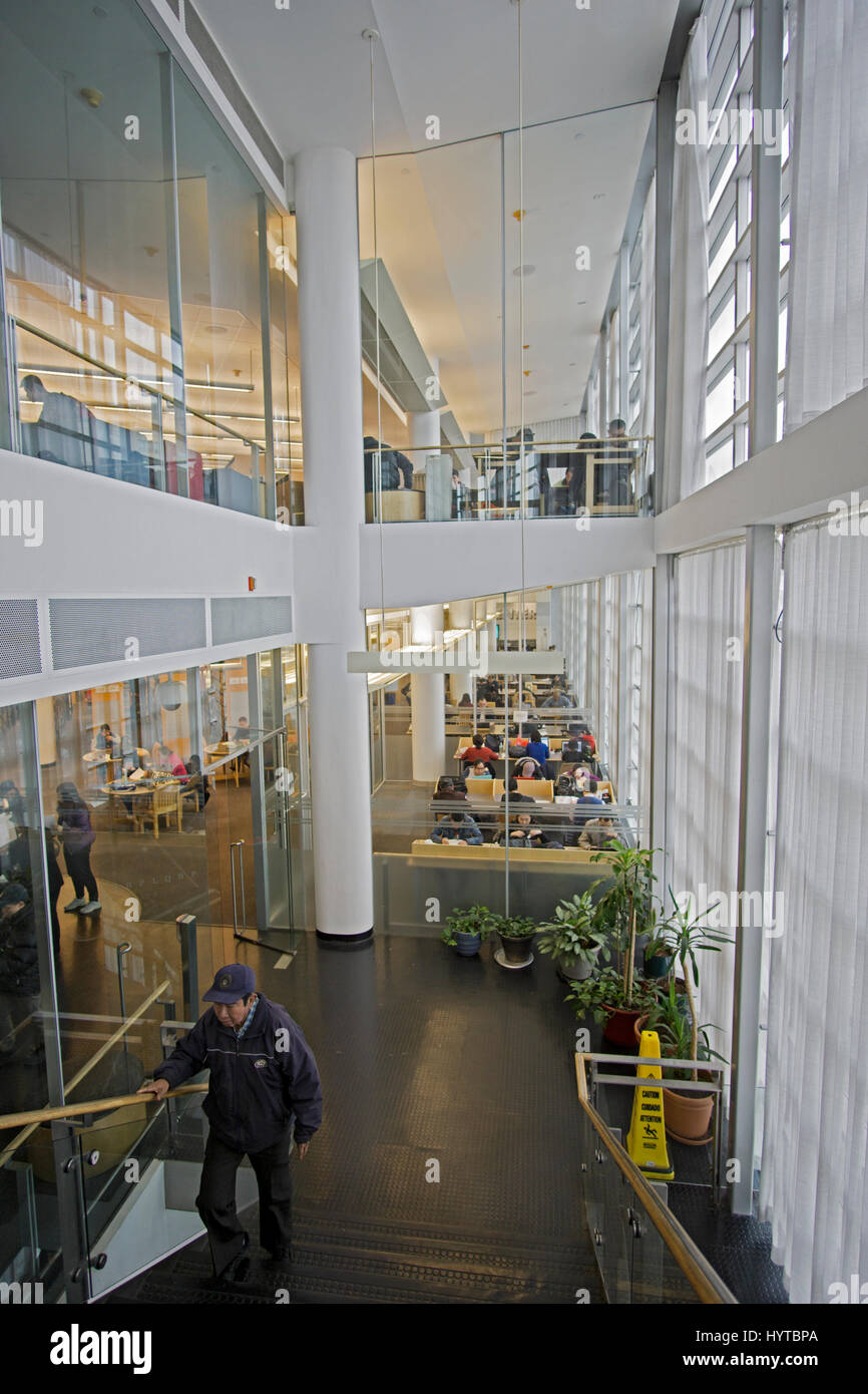 The interior of the main branch of the Queens, New York Public Library ...