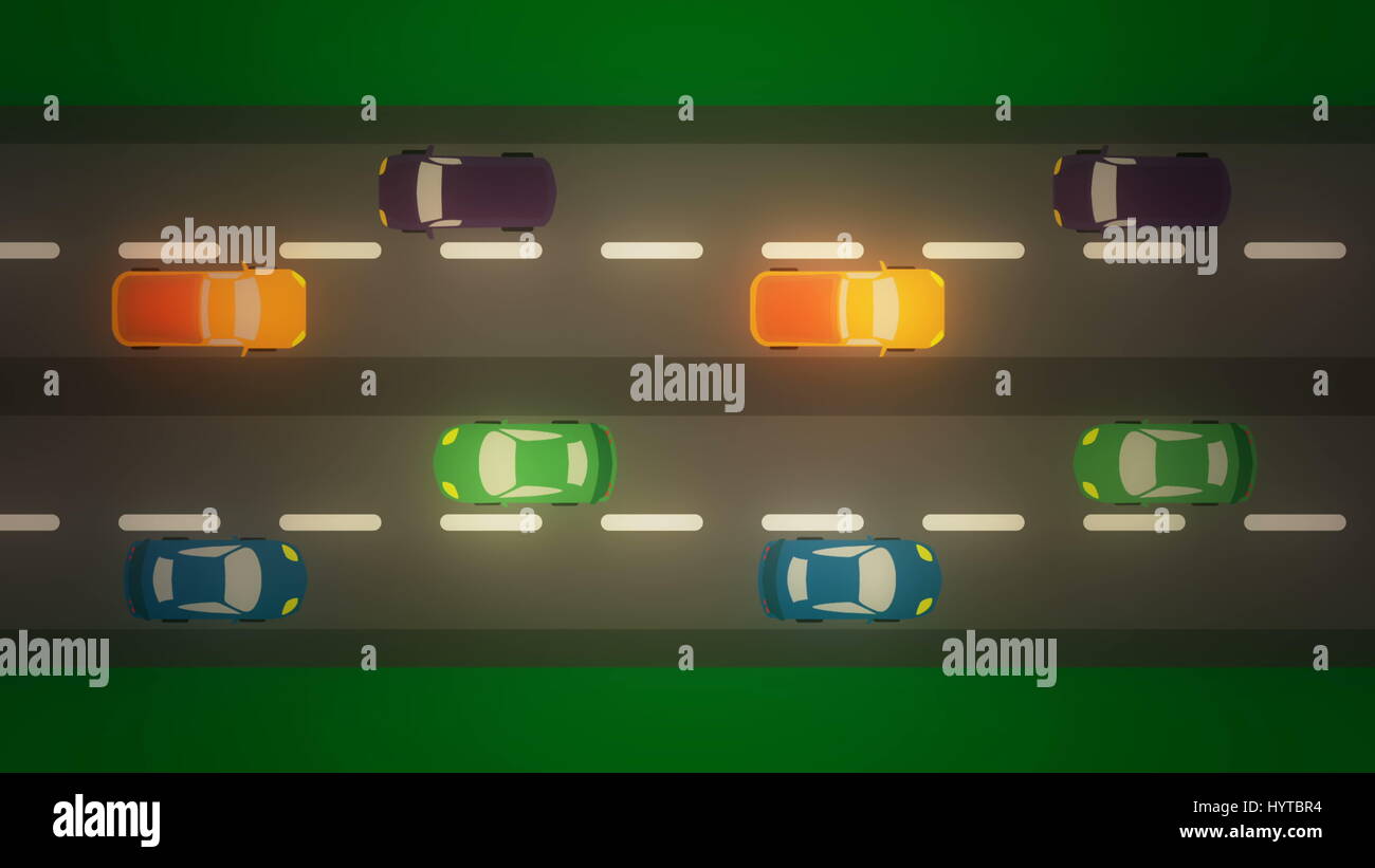 Shape Cars passing by top view, road street traffic. Seamless loop ...