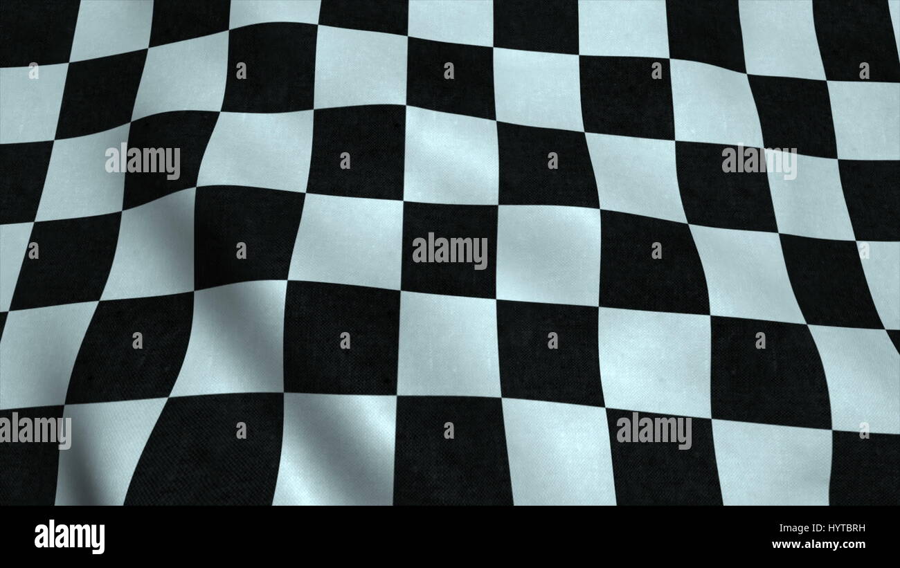 Realistic Ultra-HD checker flag waving in the wind. Seamless loop with ...