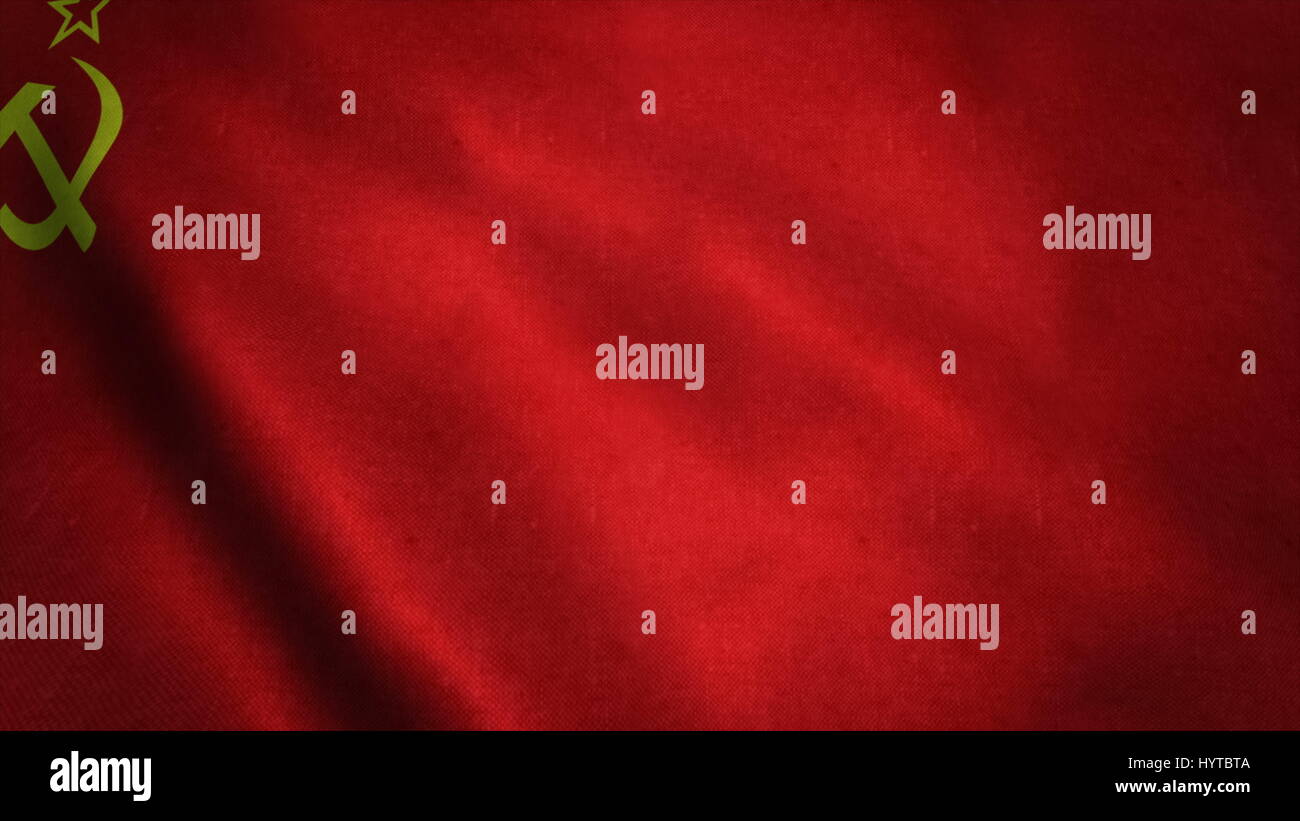 Realistic Ultra-HD flag of the USSR waving in the wind. Seamless loop ...