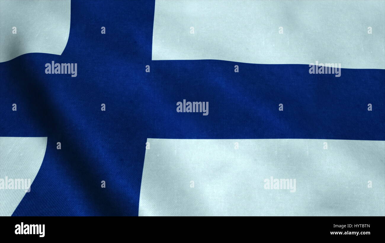 Realistic Ultra-HD flag of the Finland waving in the wind. Seamless ...