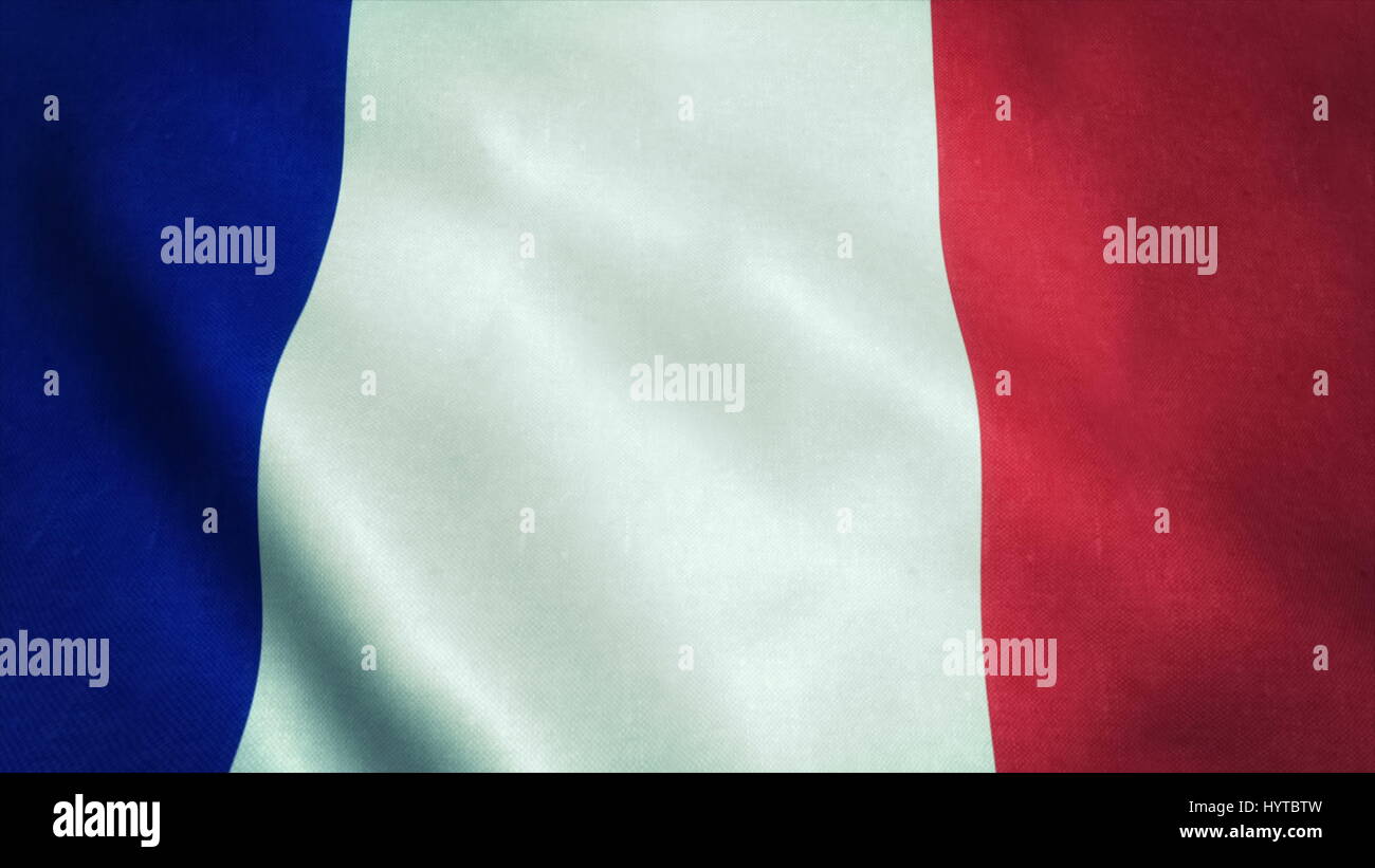 Realistic Ultra-HD flag of the France waving in the wind. Seamless loop with highly detailed ...