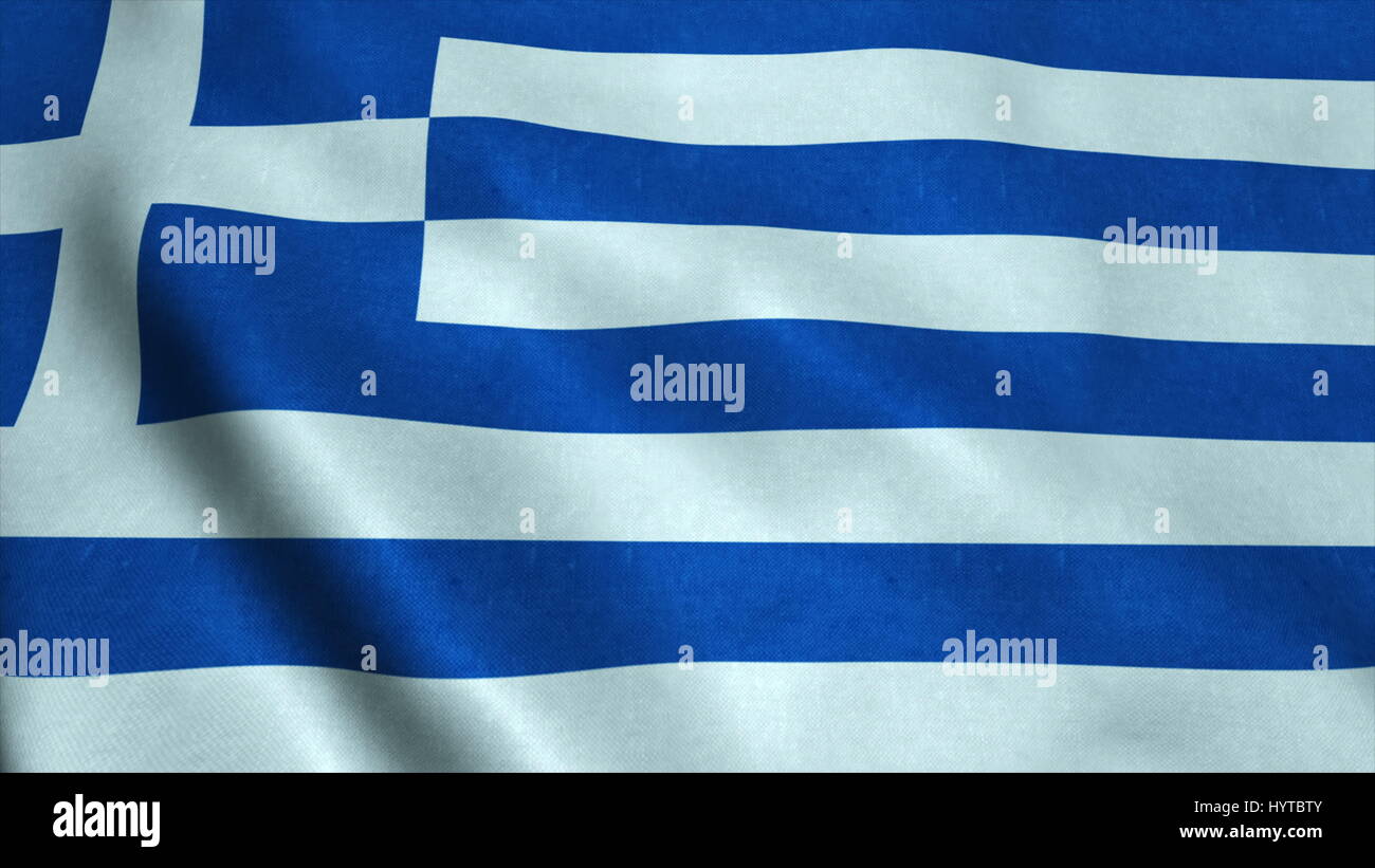 Realistic Ultra-HD flag of the Greece waving in the wind. Seamless loop ...