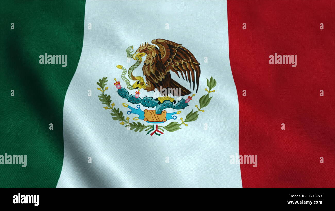 Realistic Ultra-HD flag of the Mexico waving in the wind. Seamless loop ...