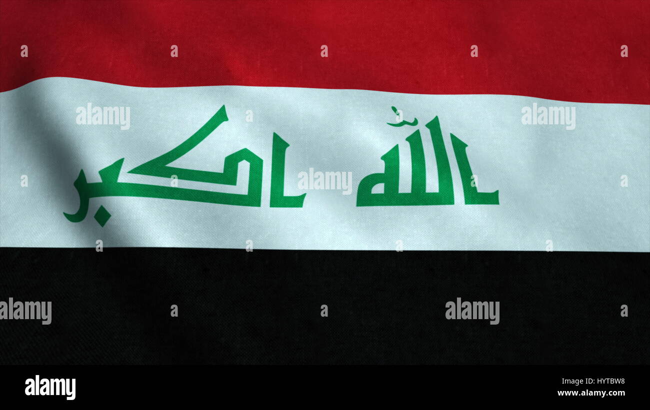 Realistic Ultra-HD flag of the Iraq waving in the wind. Seamless loop ...