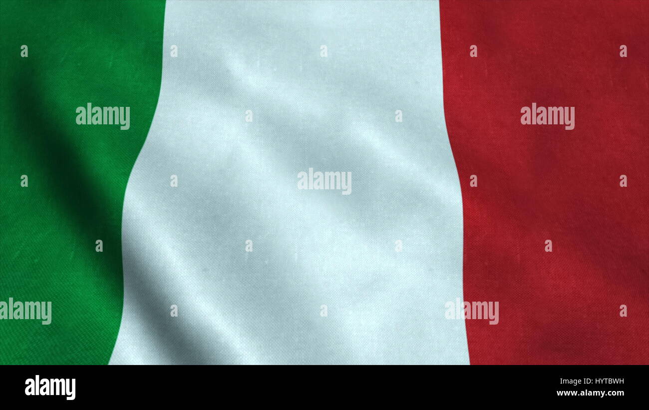 Realistic Ultra-HD flag of the Italy waving in the wind. Seamless loop ...
