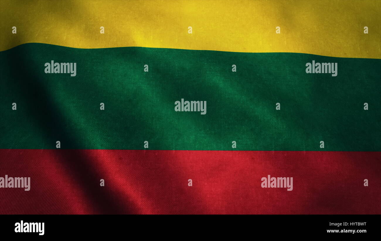 Realistic Ultra-HD flag of the Lithuania waving in the wind. Seamless ...