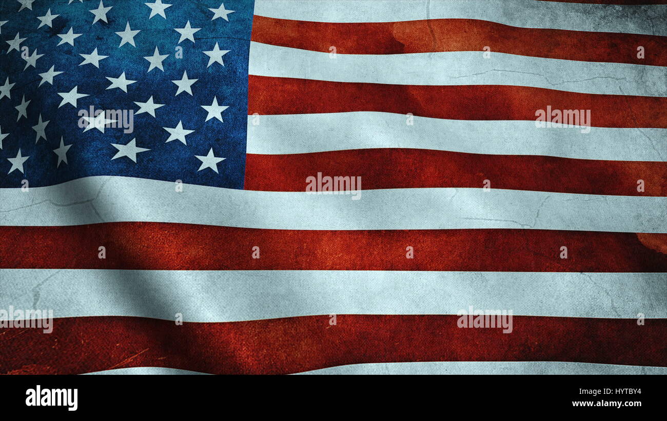 Realistic Ultra-HD flag of the USA waving in the wind. Seamless loop ...