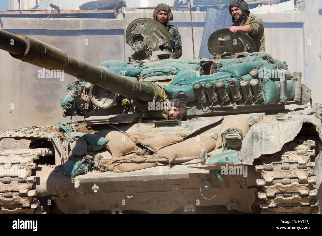 Tanks of the Syrian Army in Jobar, Damascus Stock Photo - Alamy
