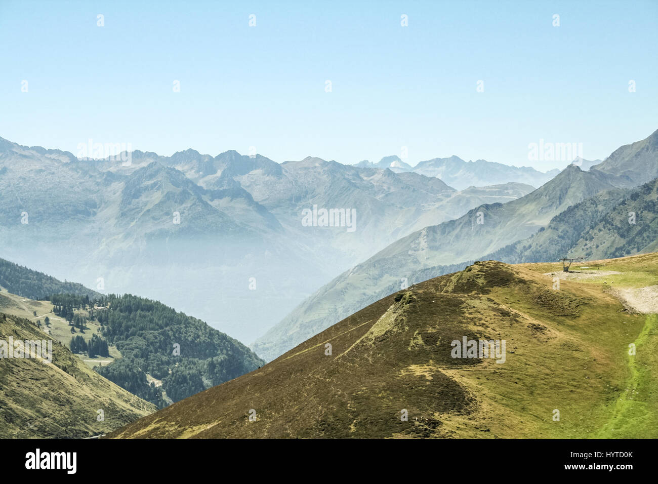 Aspin Pass (Col d Aspin) in summer. This pass is one of the iconic ...