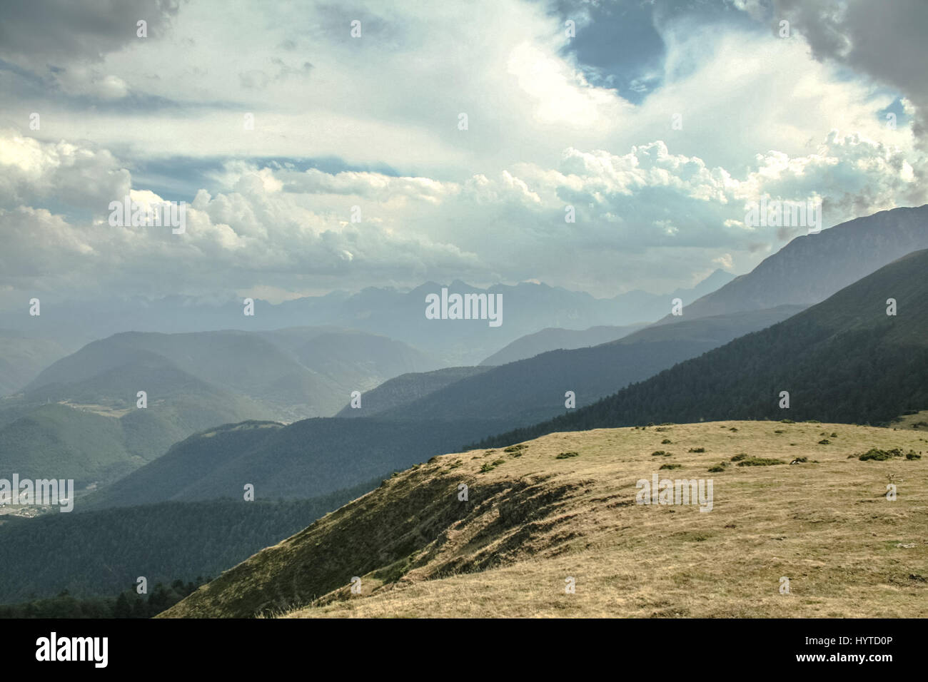 Aspin Pass (Col d Aspin) in summer. This pass is one of the iconic ...