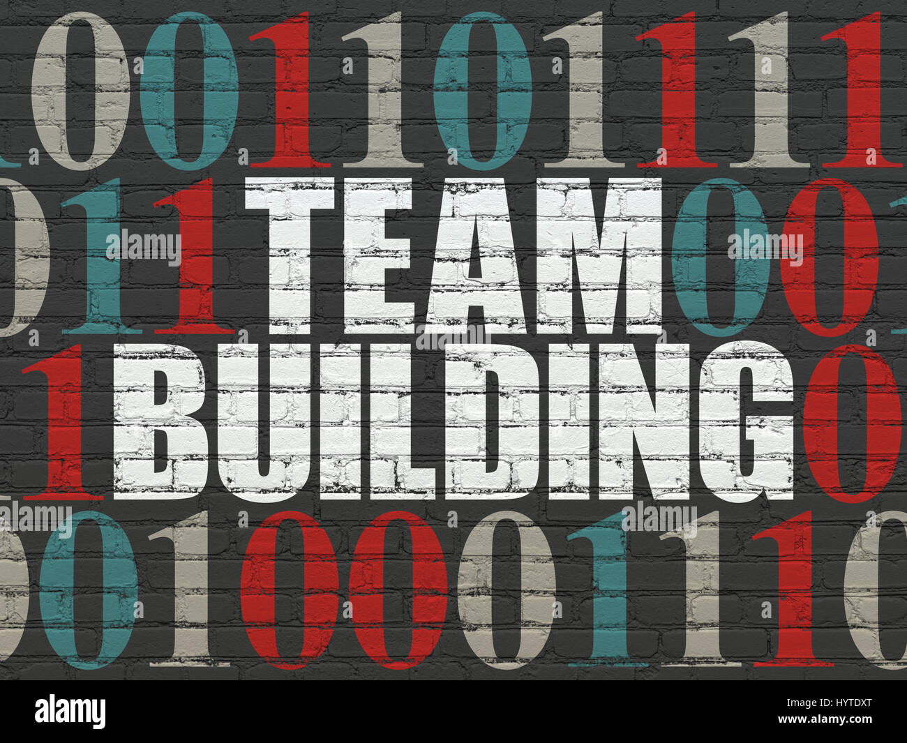Finance concept: Team Building on wall background Stock Photo - Alamy