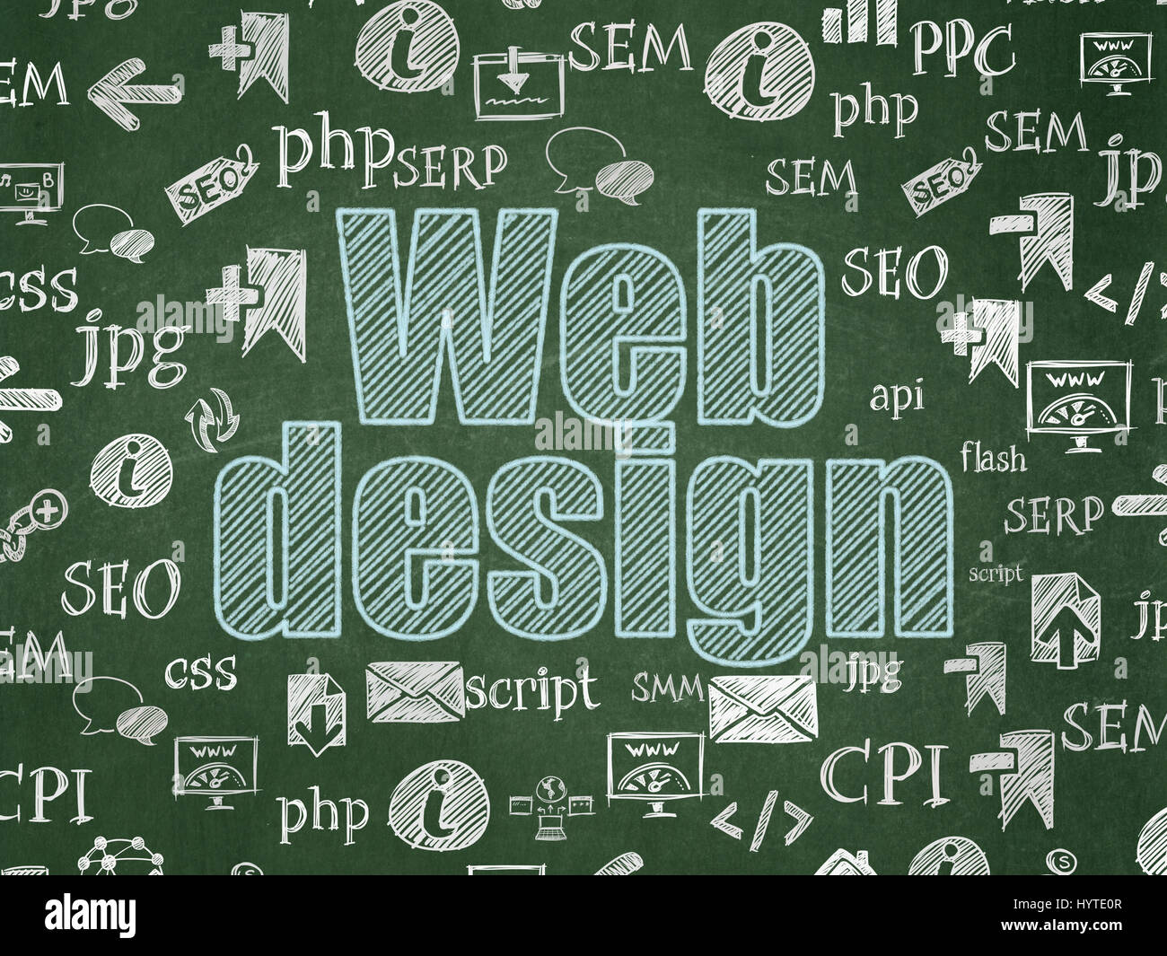 Web development concept: Web Design on School board background Stock ...