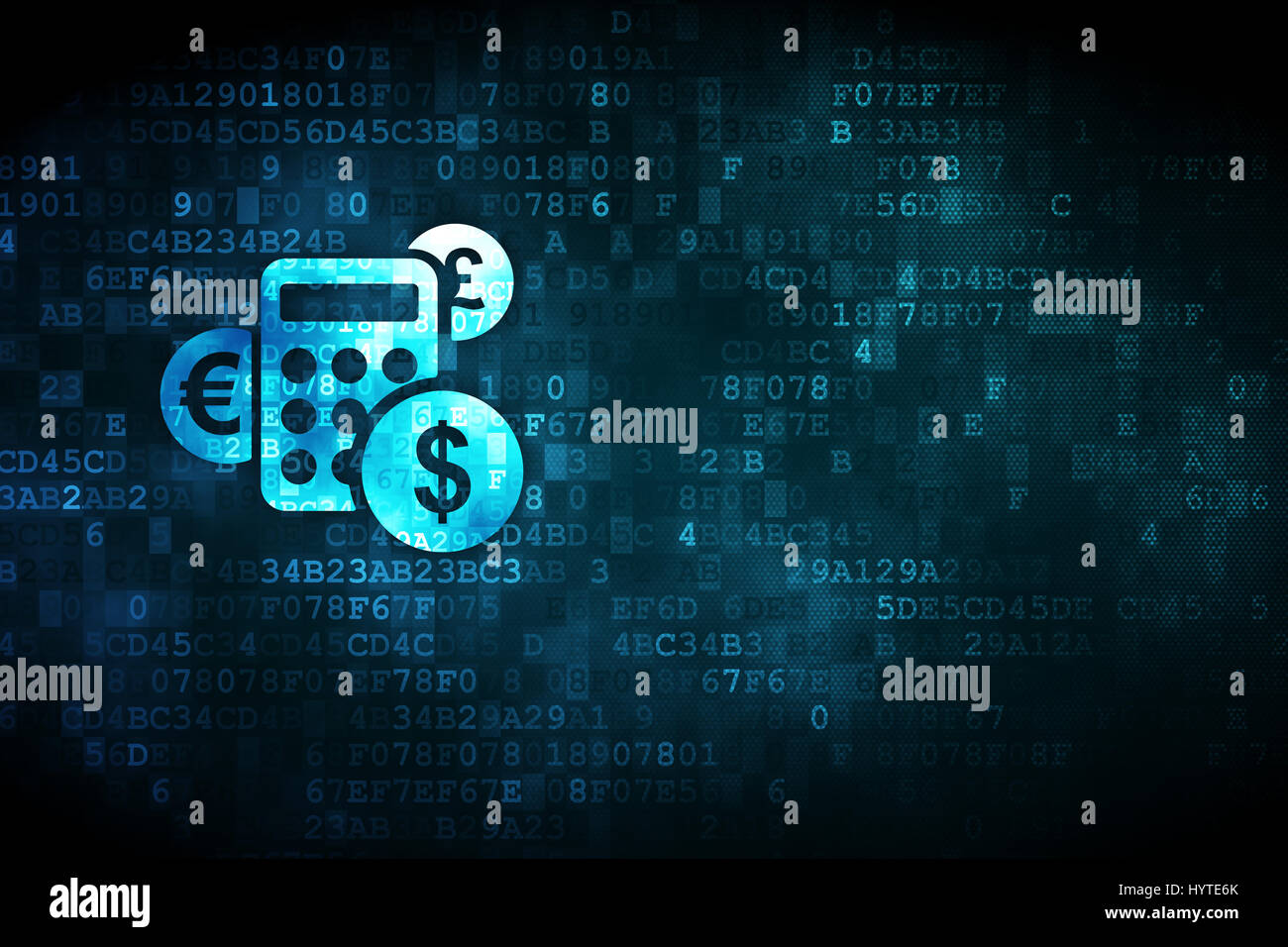 Advertising concept: Calculator on digital background Stock Photo - Alamy