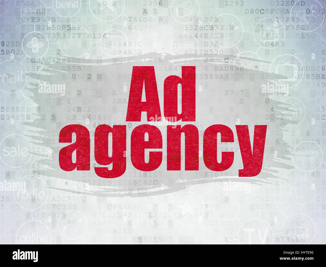 Advertising concept: Ad Agency on Digital Data Paper background Stock ...