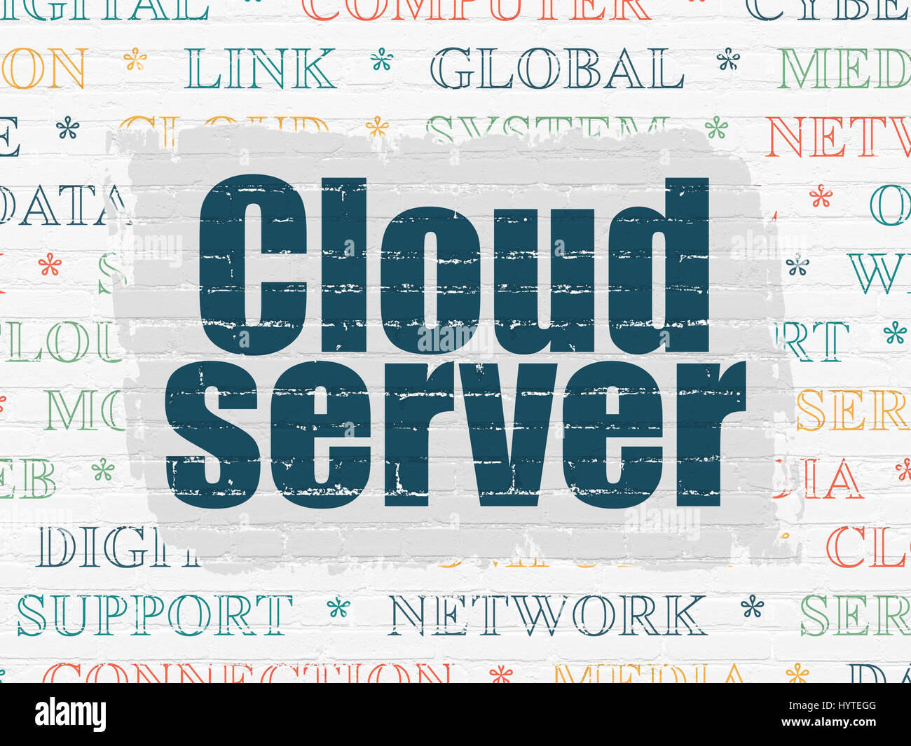 Cloud computing concept: Cloud Server on wall background Stock Photo ...