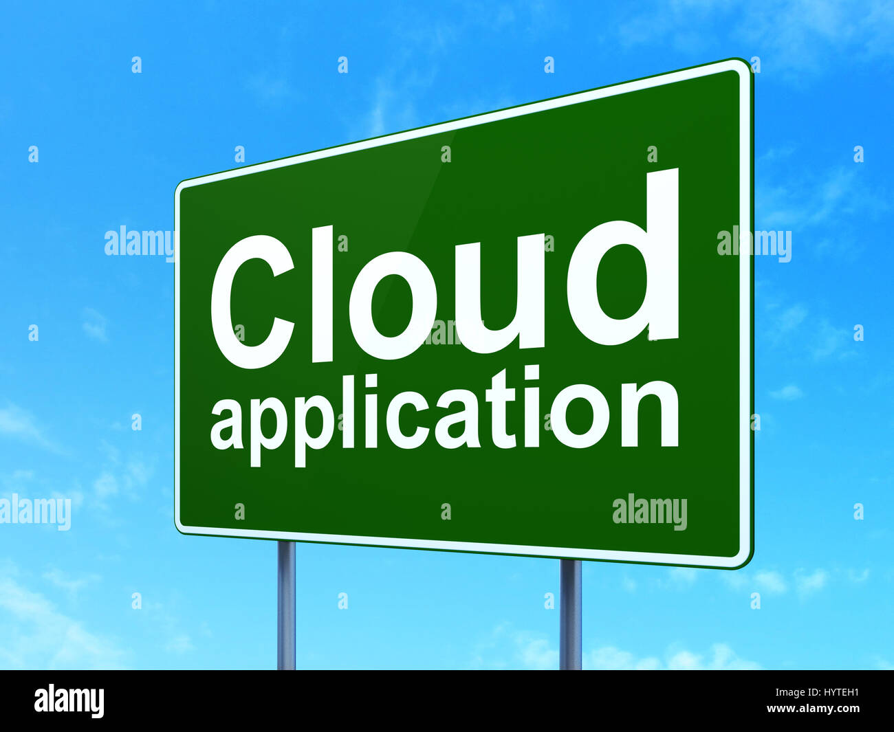 Cloud computing concept: Cloud Application on road sign background ...