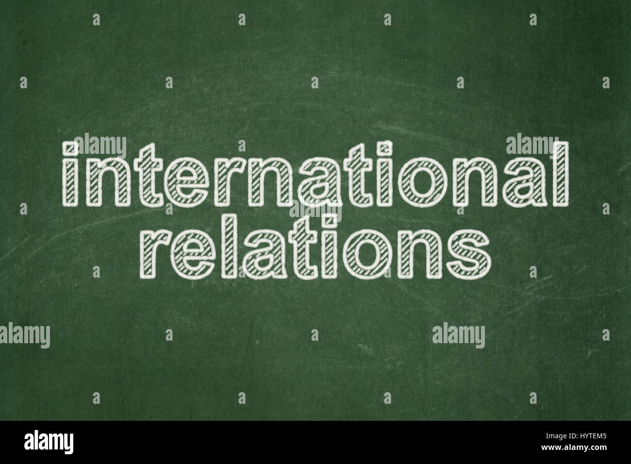 Politics concept: International Relations on chalkboard background ...
