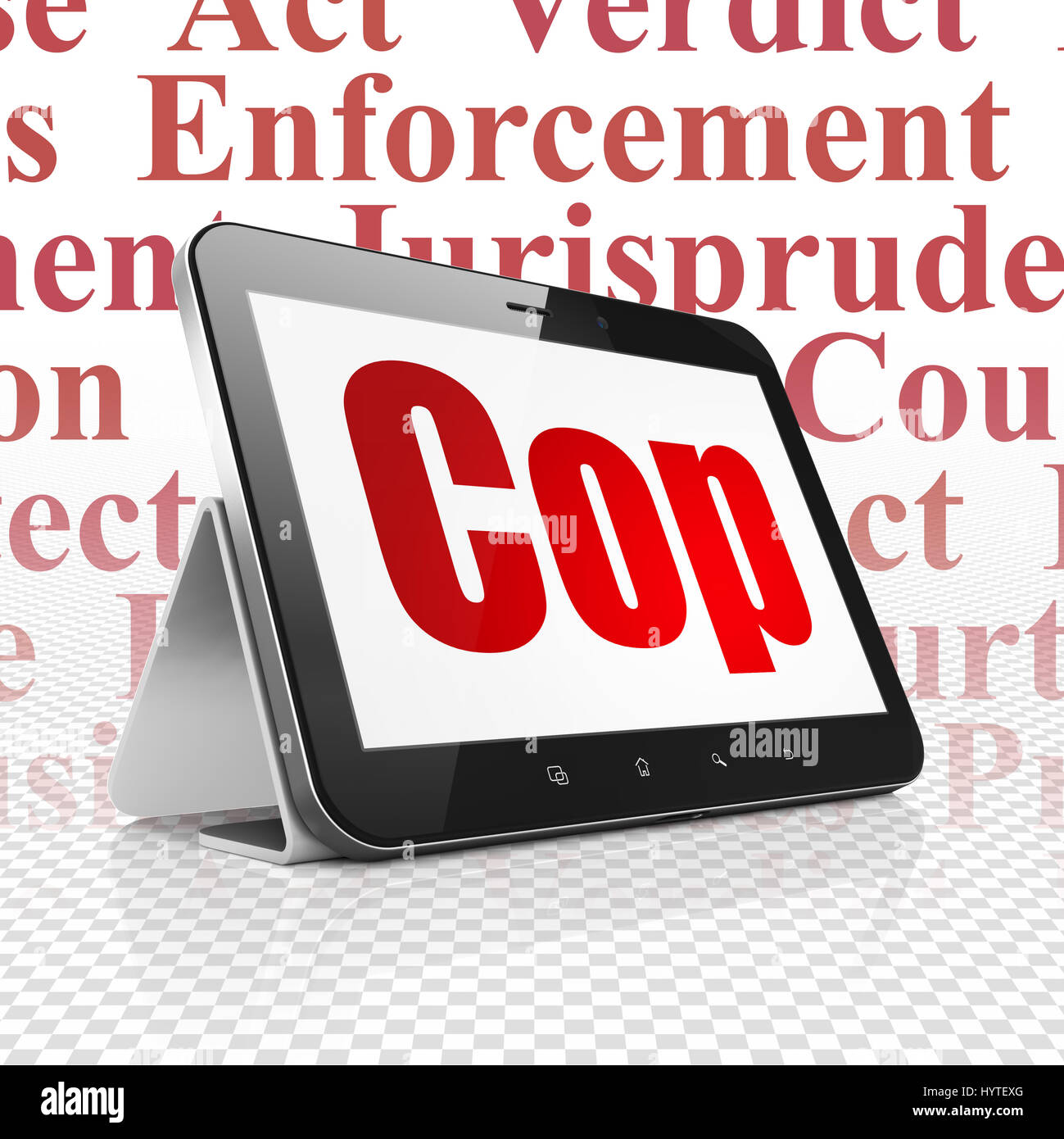 Law concept: Tablet Computer with Cop on display Stock Photo - Alamy