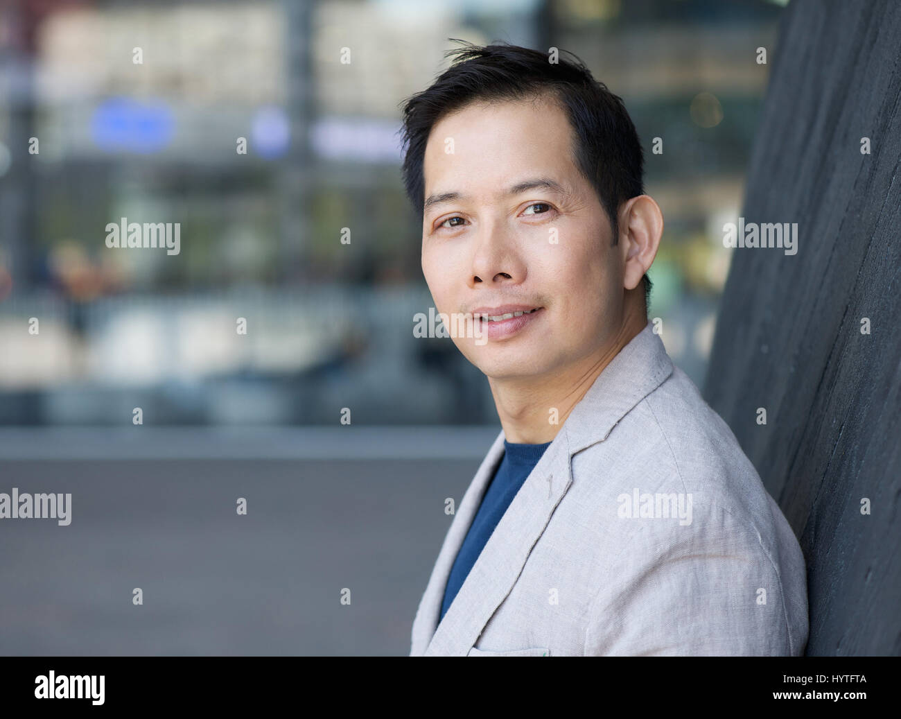 Horizontal portrait of a handsome middle aged asian man Stock Photo - Alamy