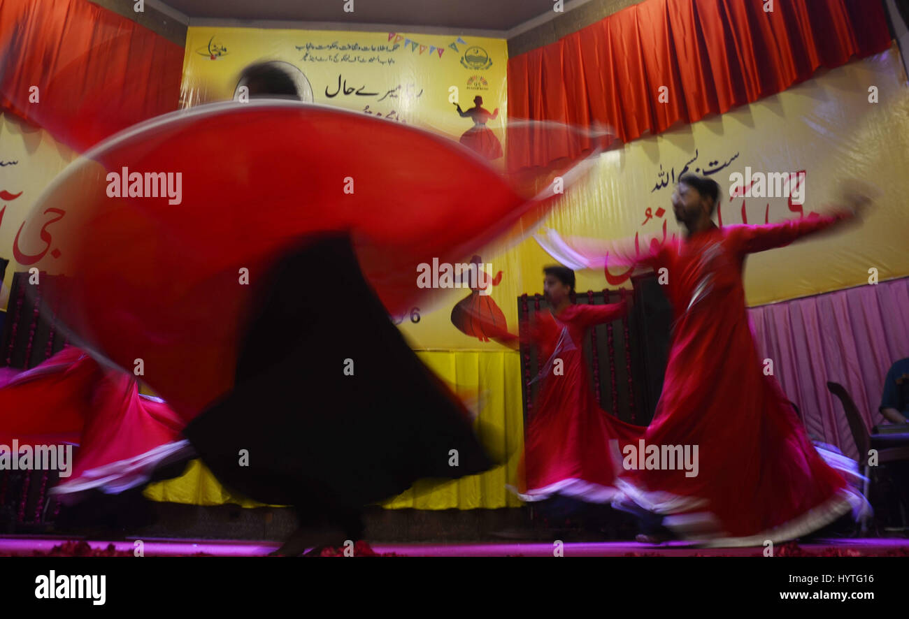 Lahore, Pakistan. 07th Apr, 2017. Pakistani artists perform a Sufi ...