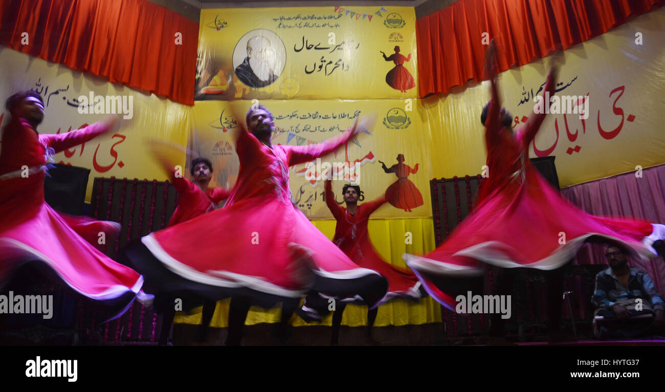 Lahore, Pakistan. 07th Apr, 2017. Pakistani artists perform a Sufi ...