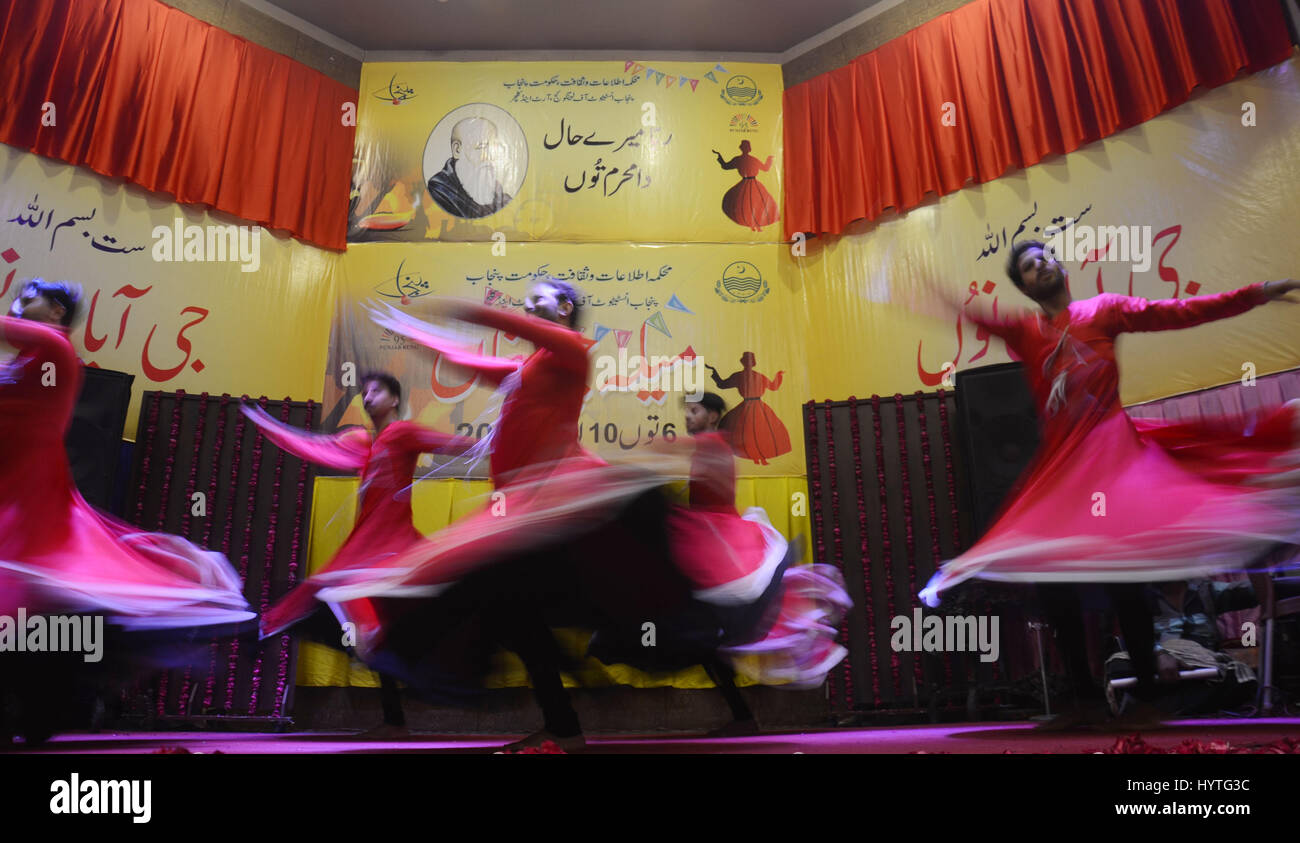 Lahore, Pakistan. 07th Apr, 2017. Pakistani artists perform a Sufi ...