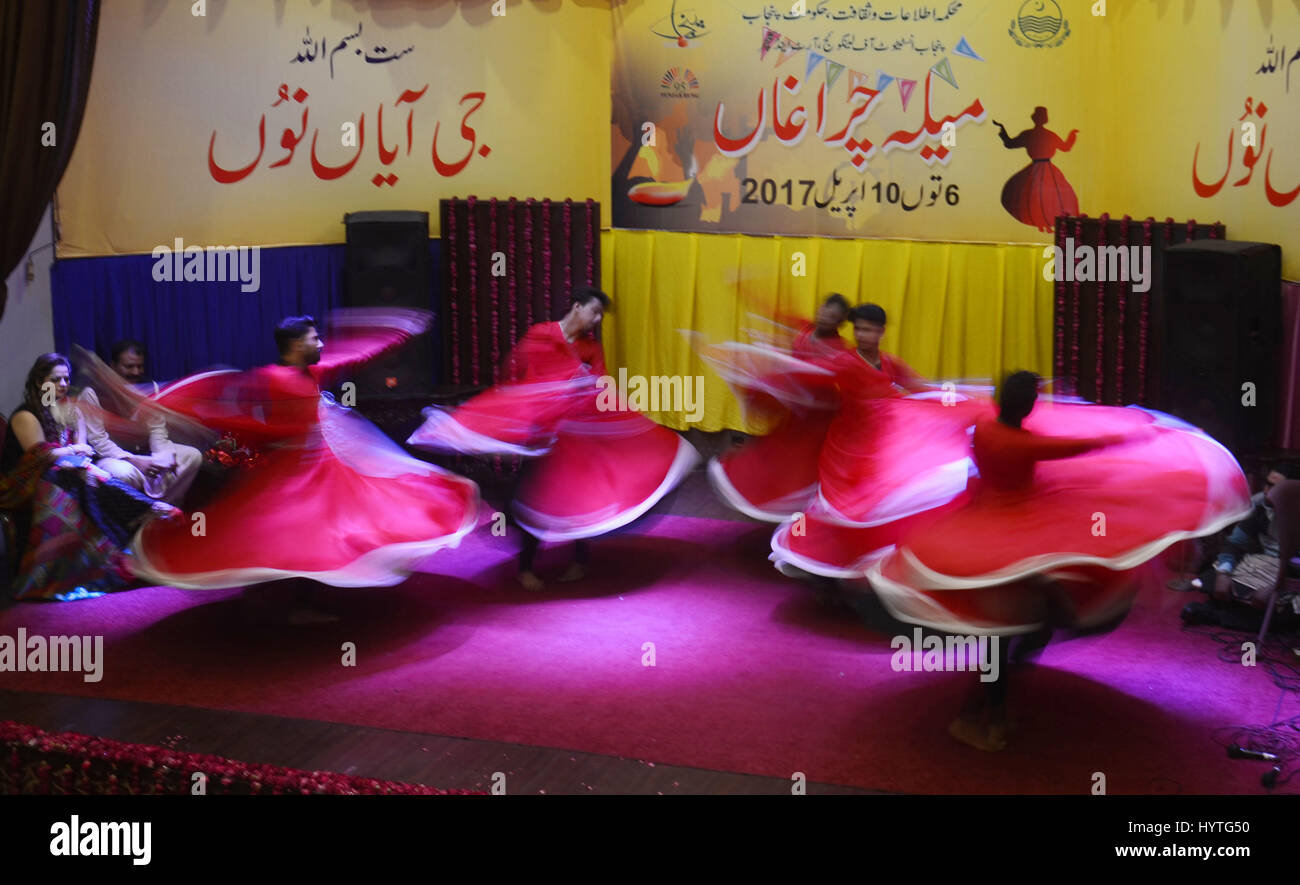 Lahore, Pakistan. 07th Apr, 2017. Pakistani artists perform a Sufi ...
