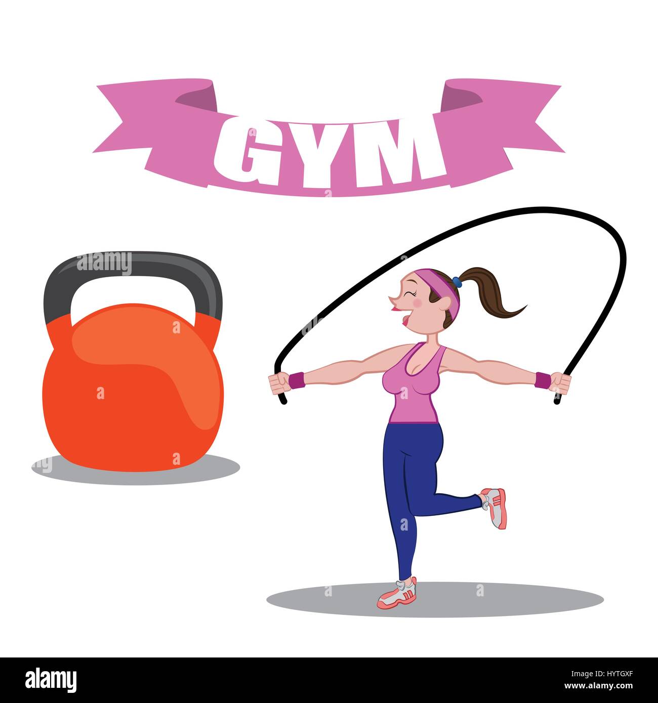 gym fitness woman jump rope barbell Stock Vector Image & Art - Alamy